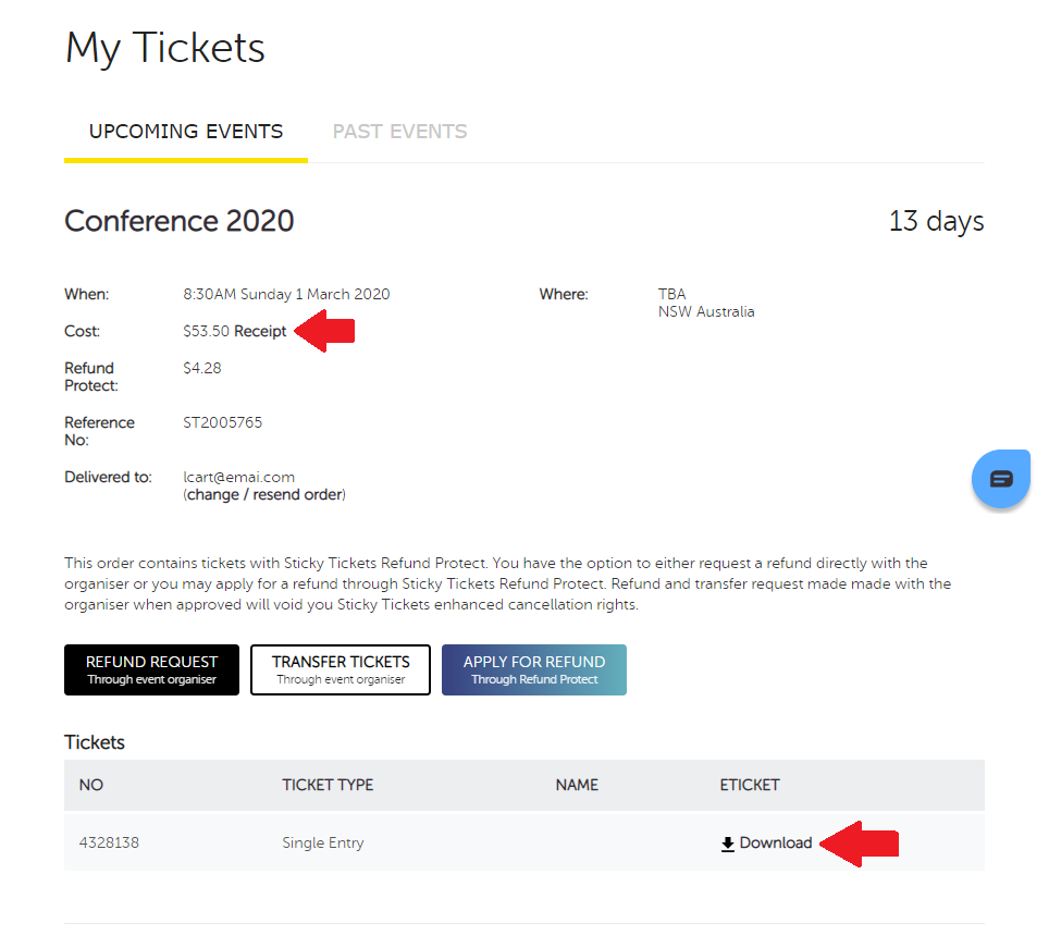 Re-print e-tickets and receipts